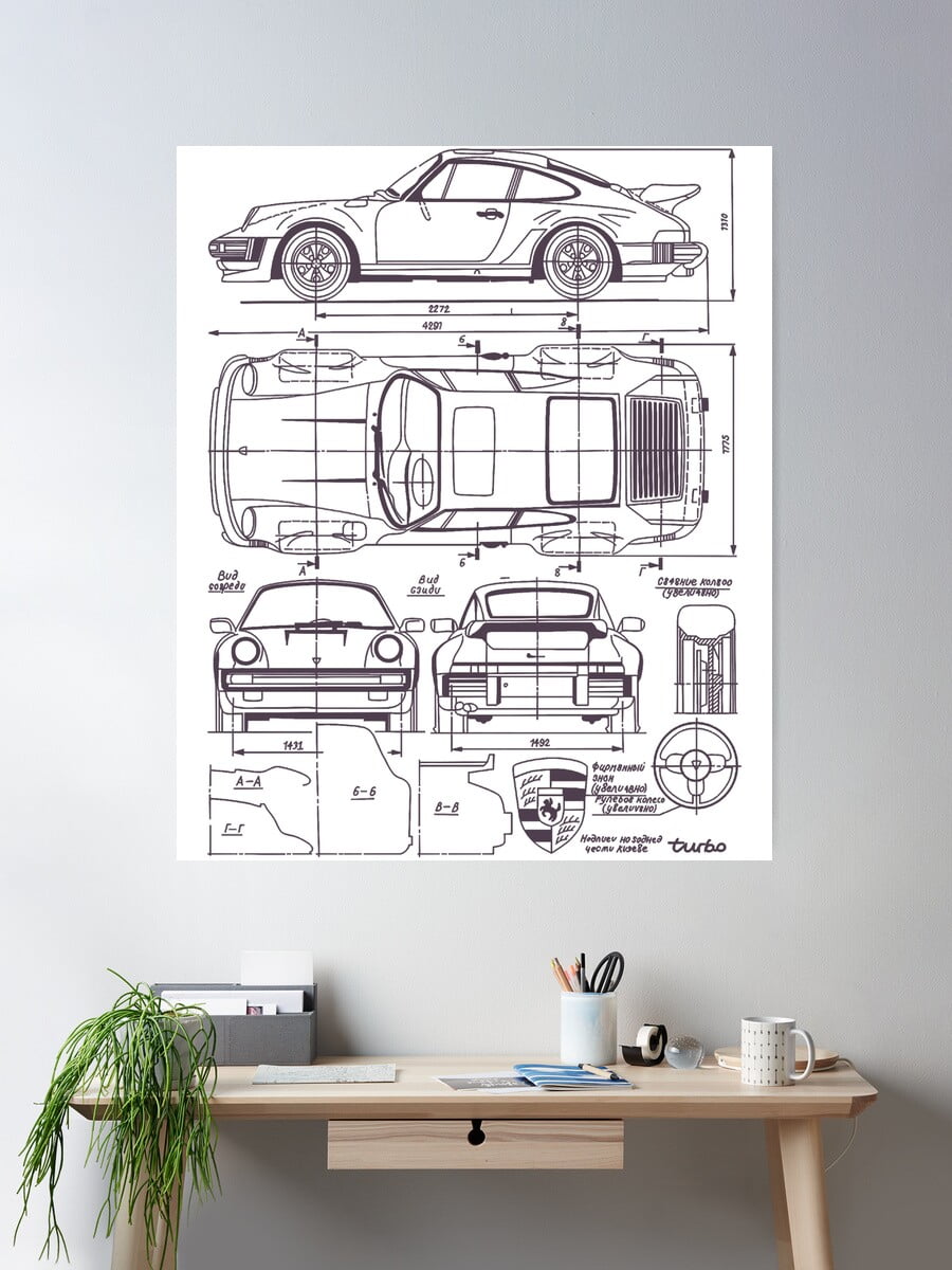 Kna Prints - 1 Pc Poster 911 930 Blueprint Turbo Classic Vintage ...