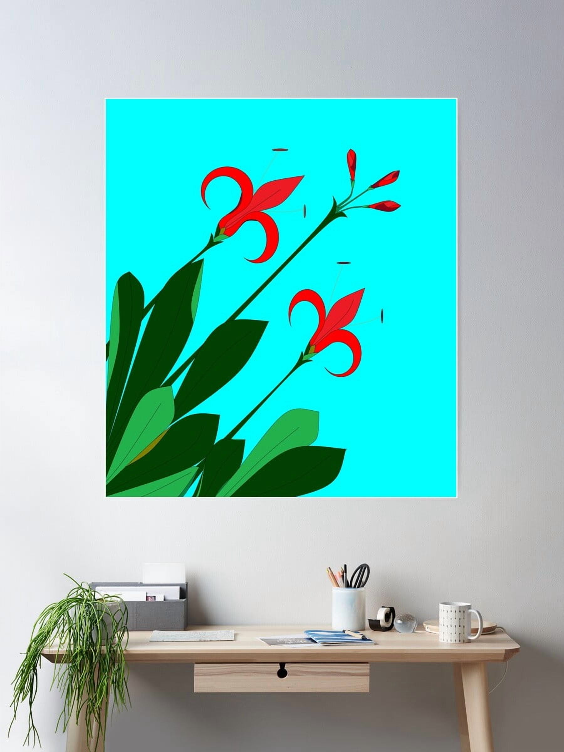 Kna Prints - 1 Pc Poster A Garden Of Big Red Flowers With Buds With ...