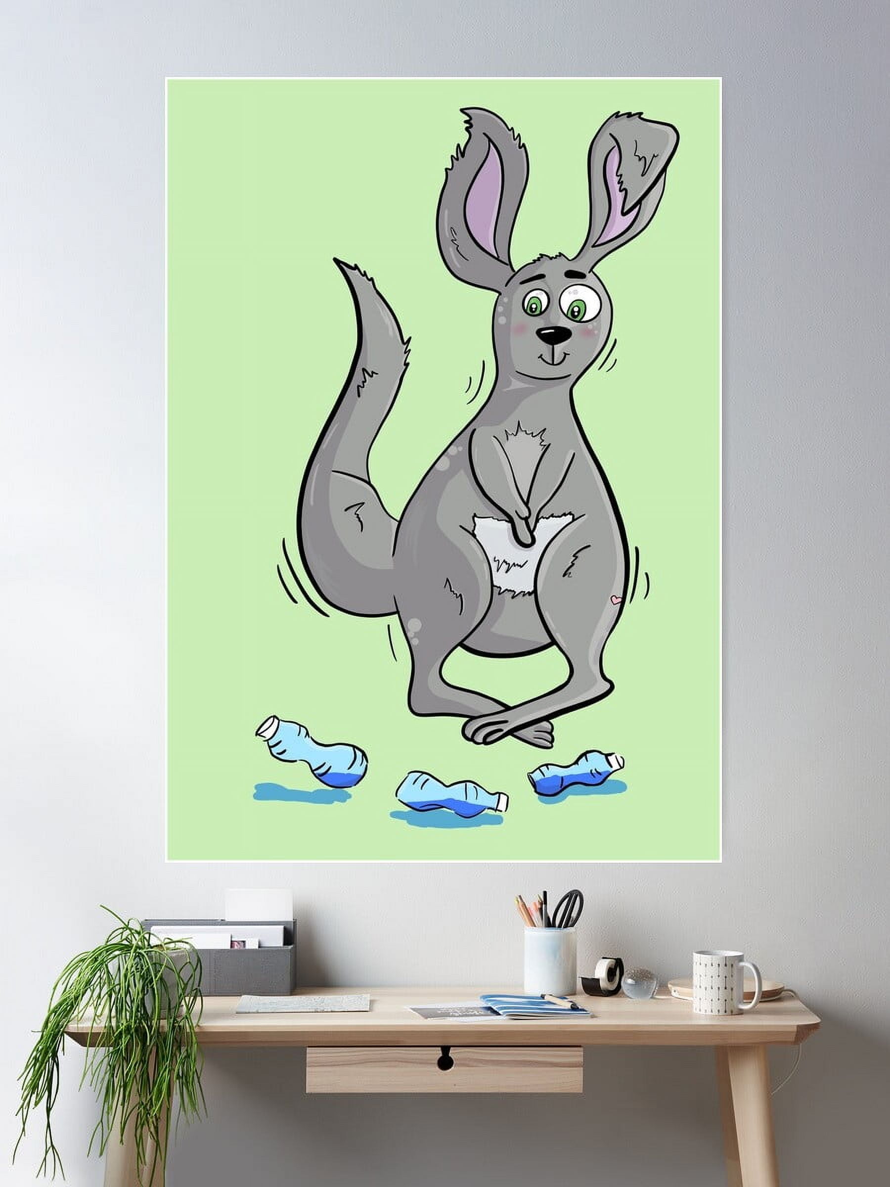 Kna Prints - 1 Pc Poster A Kangaroo Who Drank To Much Drawing, UNFRAMED ...