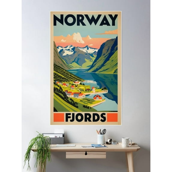 Kna Prints - 1 Pc Poster A Vintage Travel Art Of The Fjords In Norway ...