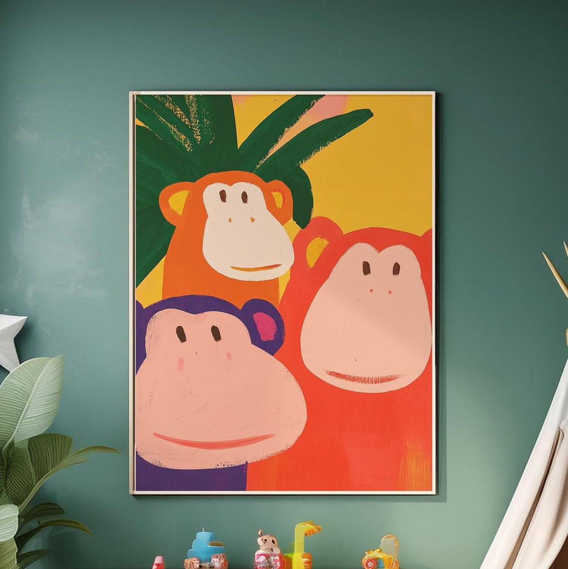 Kna Prints - 1 Pc Poster Abstract Monkeys Oil Acrylic Pet Monkey ...