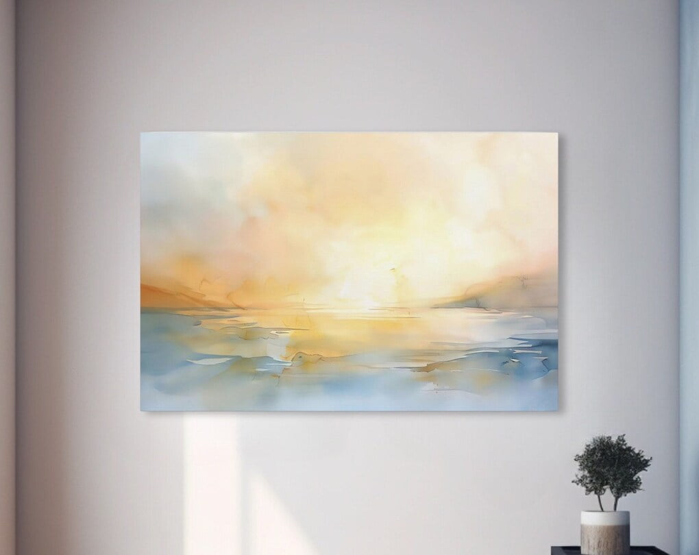 Kna Prints - 1 Pc Poster Abstract Ocean Srise Art, Watercolor Sea ...