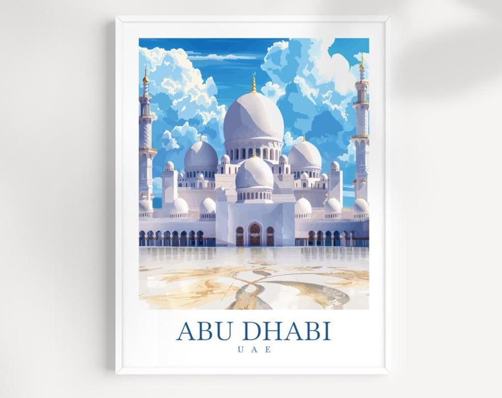 Kna Prints - 1 Pc Poster Abu Dhabi Uae Travel Print Uae Wall Art Abu ...