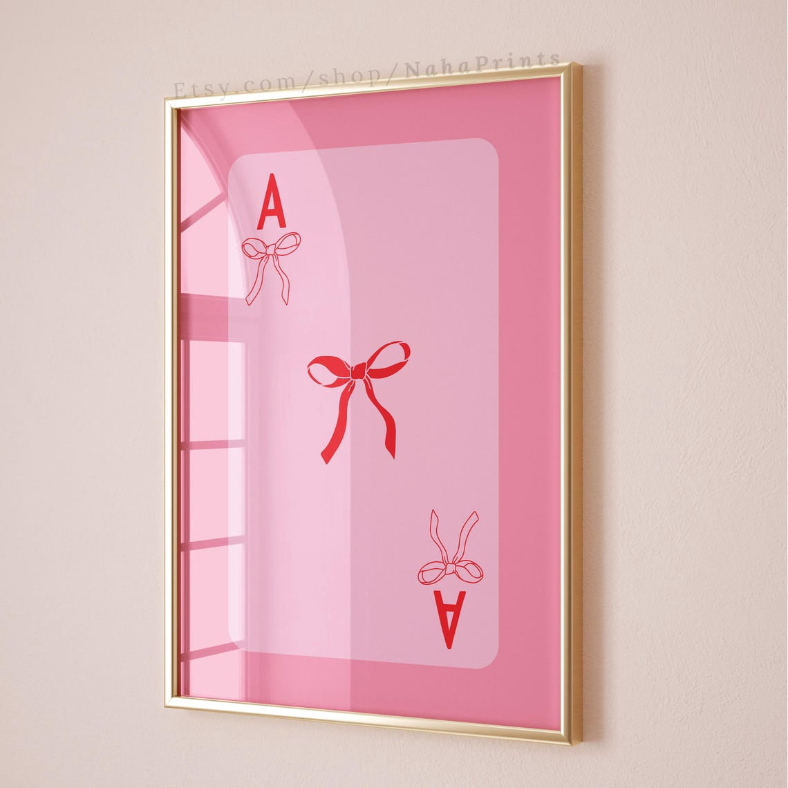 Kna Prints - 1 Pc Poster Ace Of Bows Playing Card Print, Pink Red ...