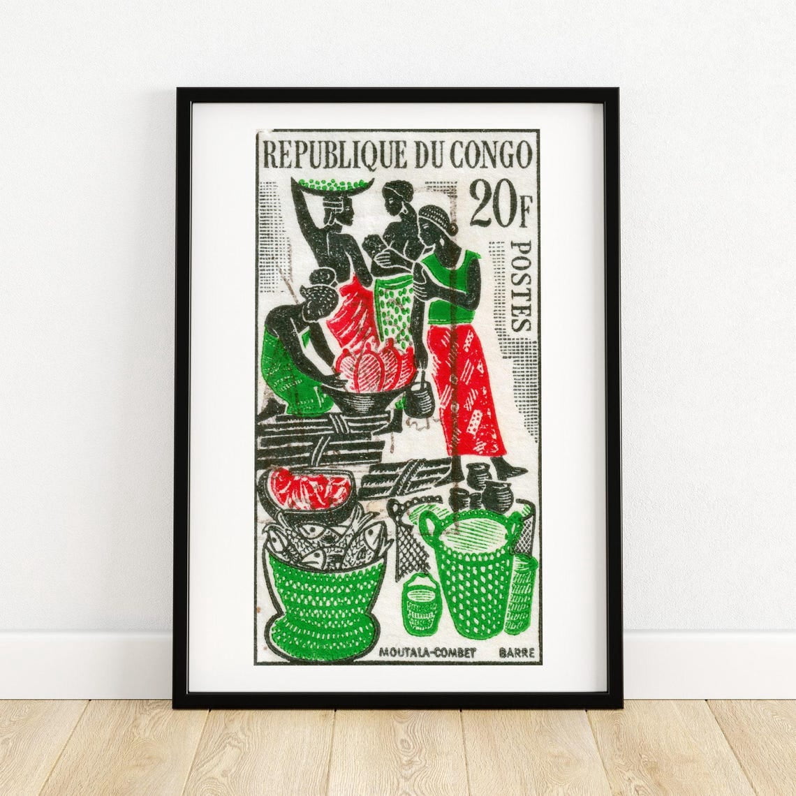 Kna Prints - 1 Pc Poster African Fish Market Vintage Congo Art Postage ...