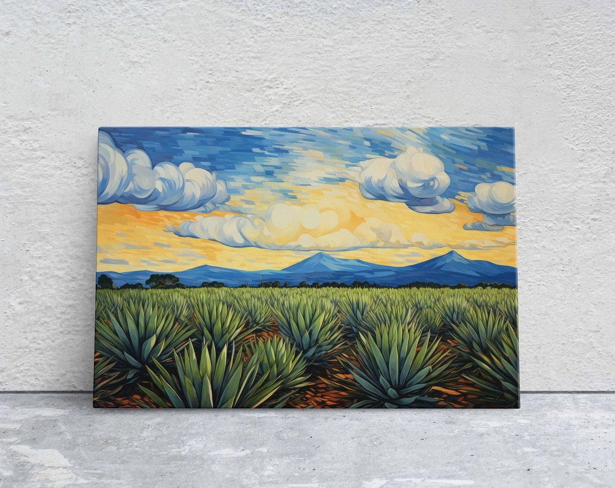 Kna Prints - 1 Pc Poster Agave Field On , Blue Motains, Srise Sset ...