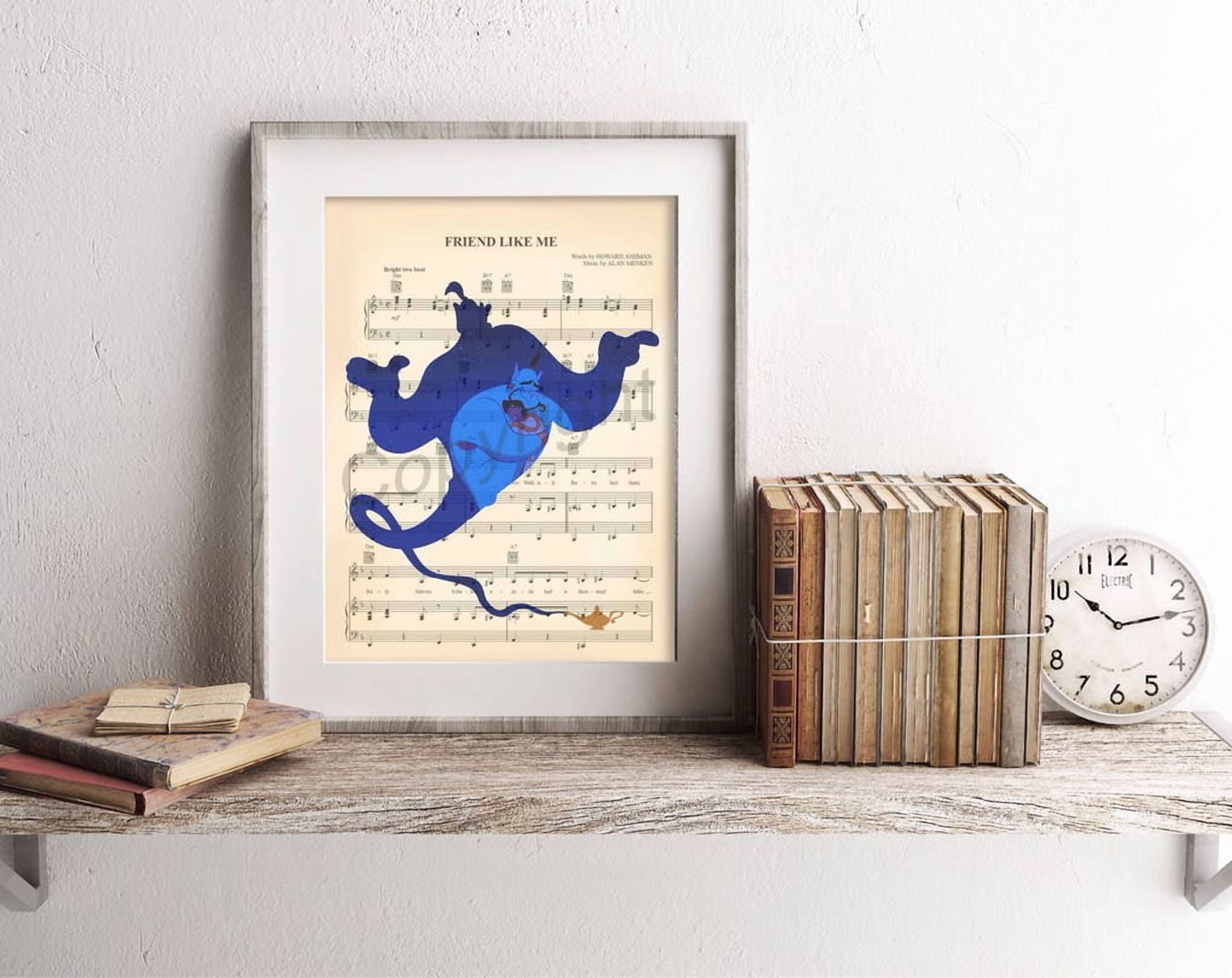 Kna Prints - 1 Pc Poster Aladdin Genie Silhouette Sheet Music Art Print ...
