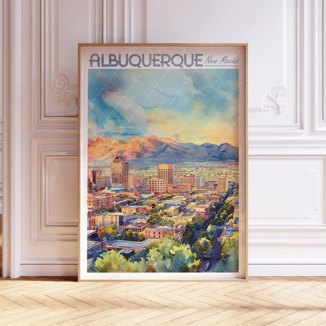 Kna Prints - 1 Pc Poster Albuquerque Watercolor World Cities Wall Art ...