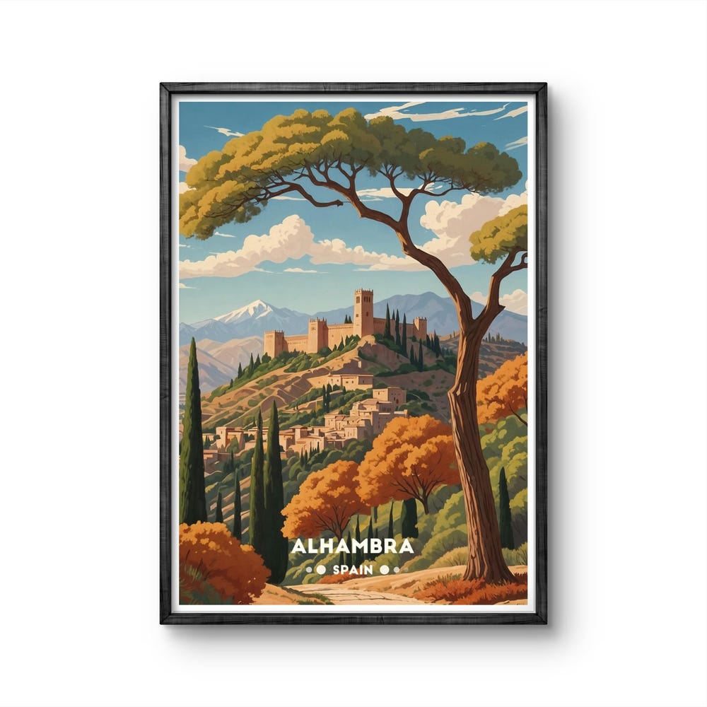 Kna Prints - 1 Pc Poster Alhambra Spain Vintage Poster - Iconic ...