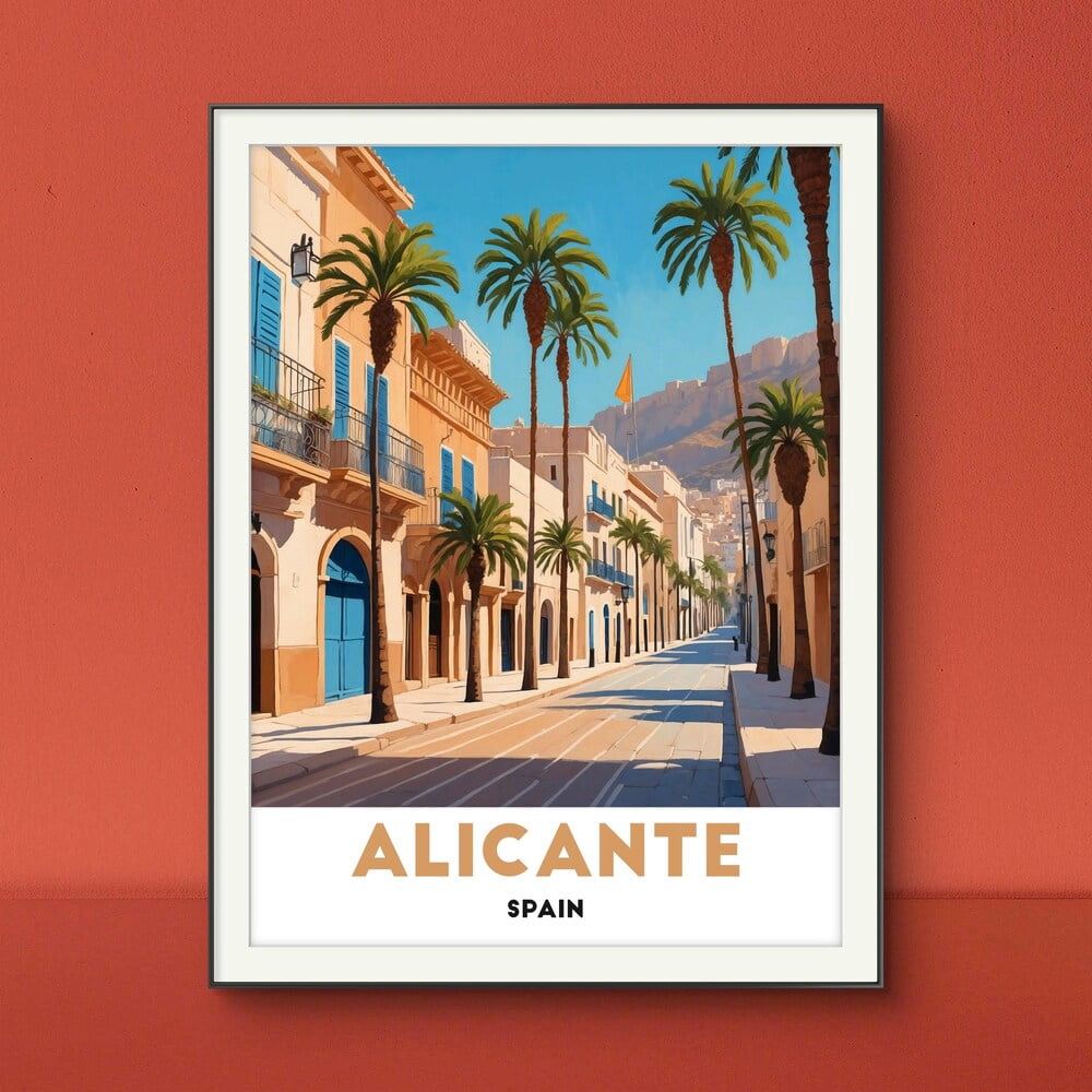 Kna Prints - 1 Pc Poster Alicante Poster - Sunlit Palm-Lined Street ...
