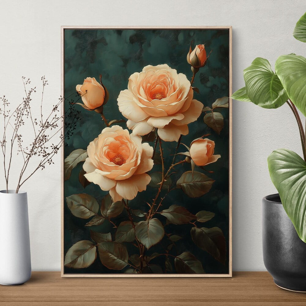 Kna Prints - 1 Pc Poster Amber Roses – Botanical Wall Art, Romantic ...