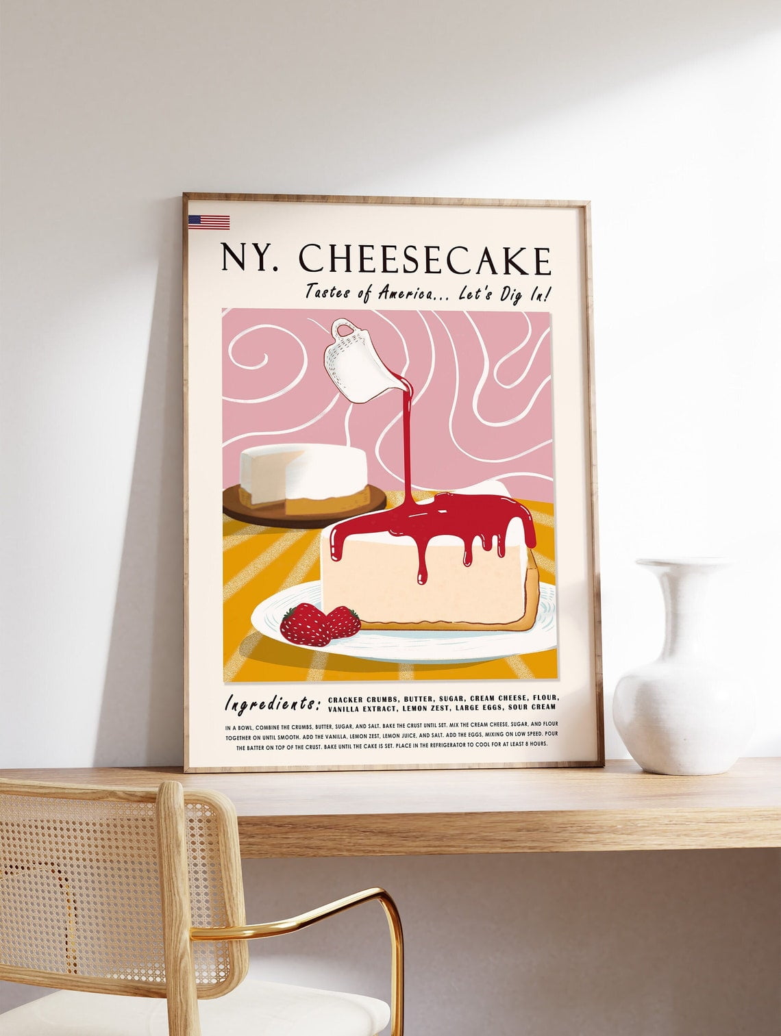 Kna Prints - 1 Pc Poster American Food , New York Cheesecake, Dessert ...