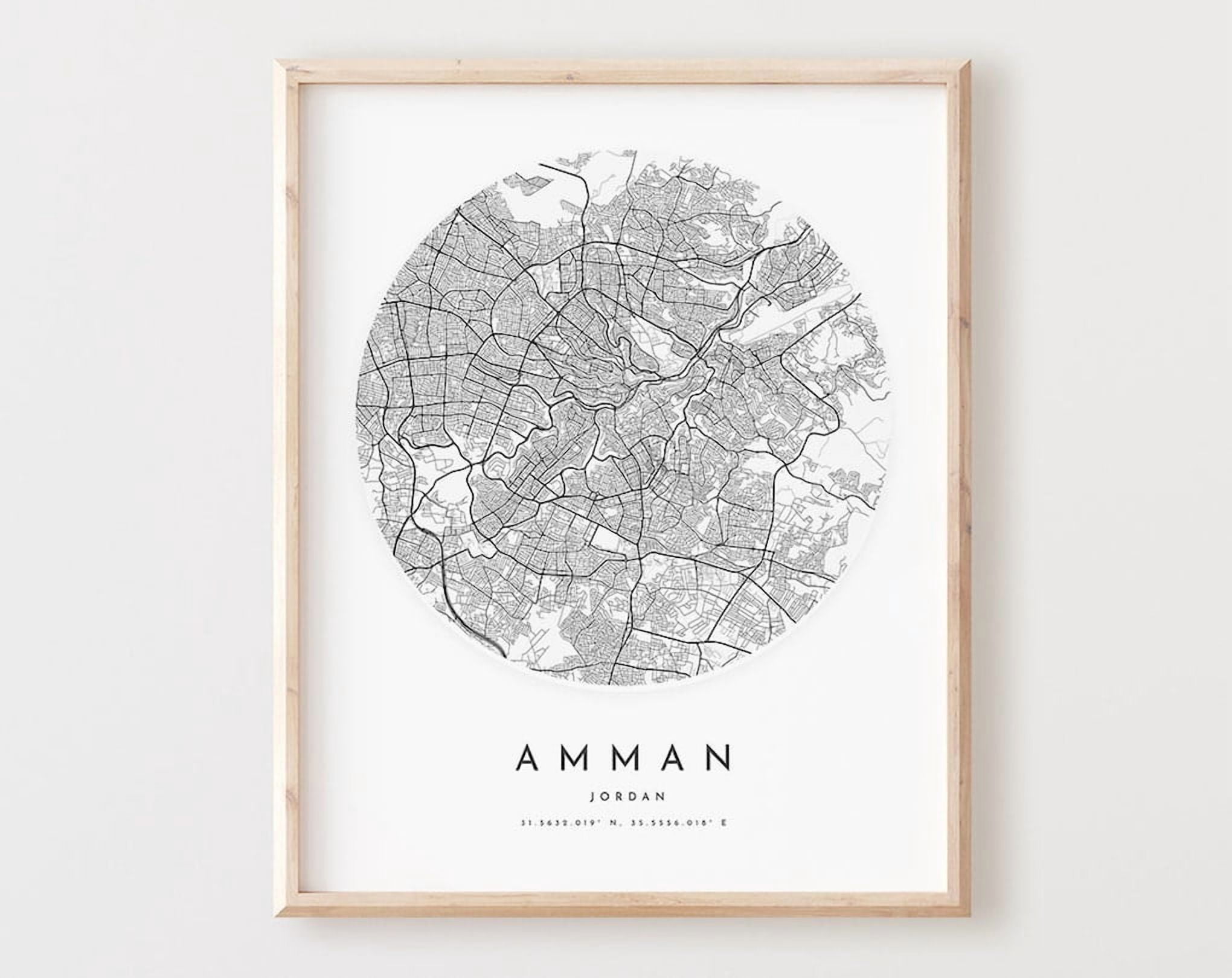 Kna Prints - 1 Pc Poster Amman Map Print, Amman Map City Wall Art ...