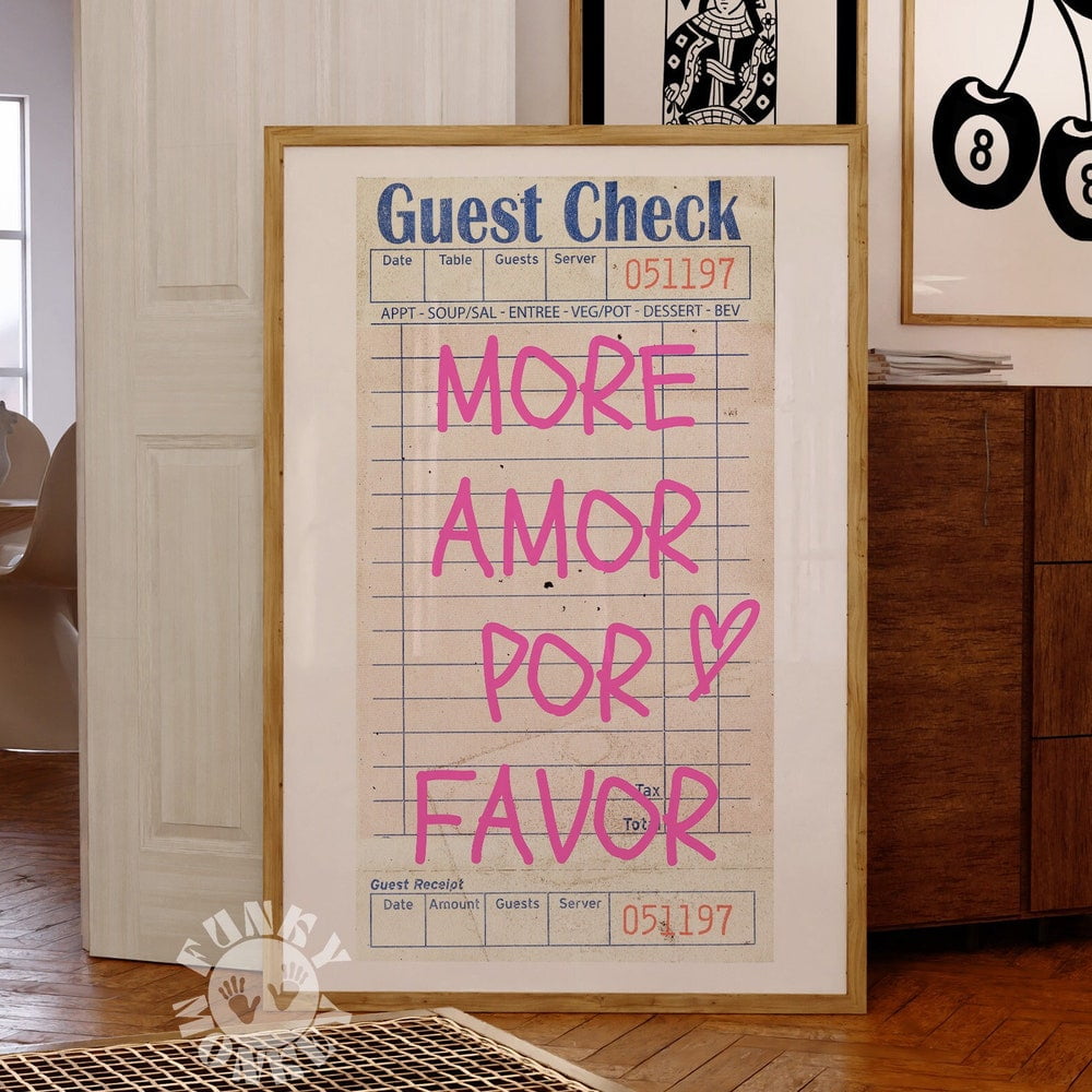 Kna Prints - 1 Pc Poster More Amor Por Favor Guest Check Print, Trendy ...