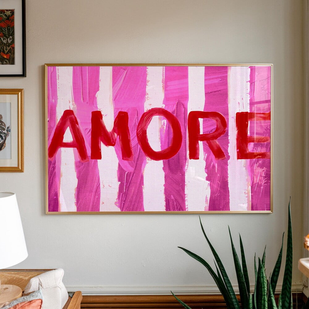 Kna Prints - 1 Pc Poster Amore Poster, Typography Poster, Red Wall Art ...