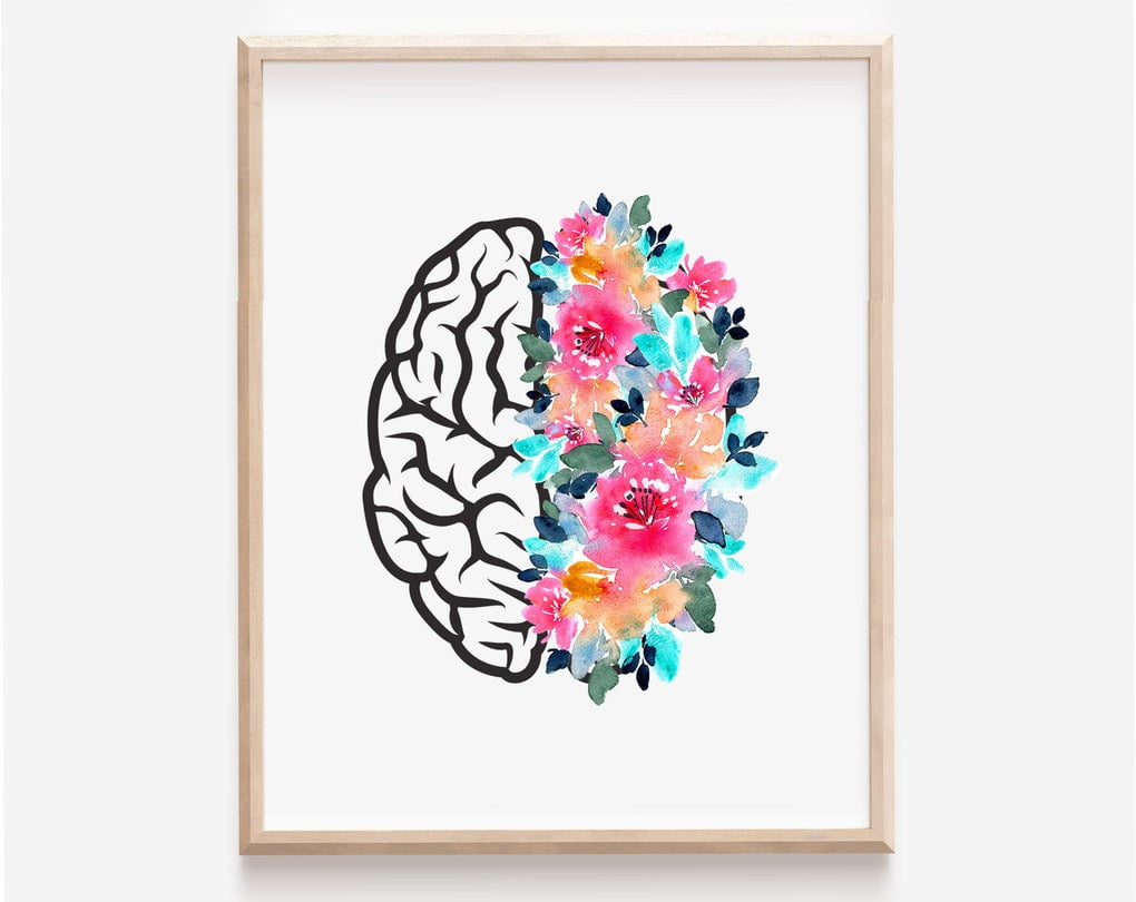 Kna Prints - 1 Pc Poster Anatomical Brain With Flowers Art Print ...