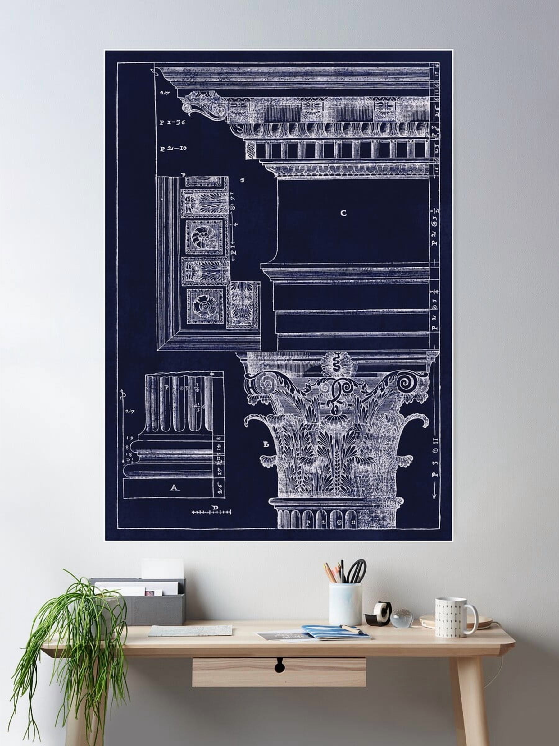 Kna Prints - 1 Pc Poster Ancient Corinthian Capital Architectural Plan ...