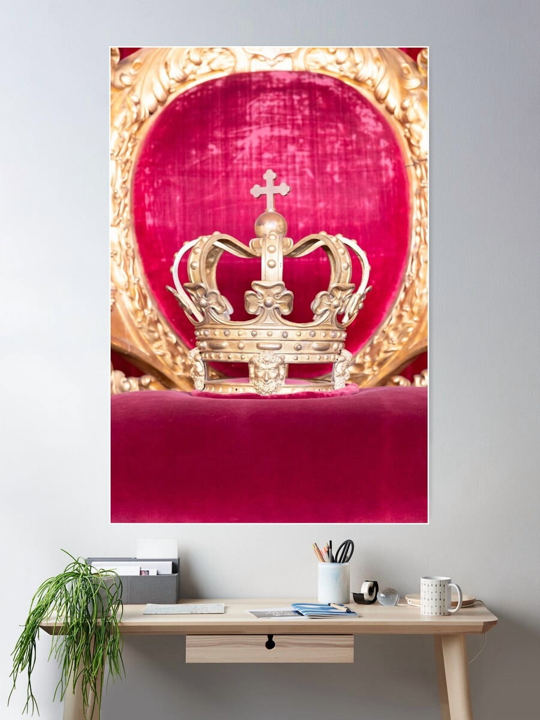 Kna Prints - 1 Pc Poster Ancient Crown On Red Velvet. Antique Symbol Of ...