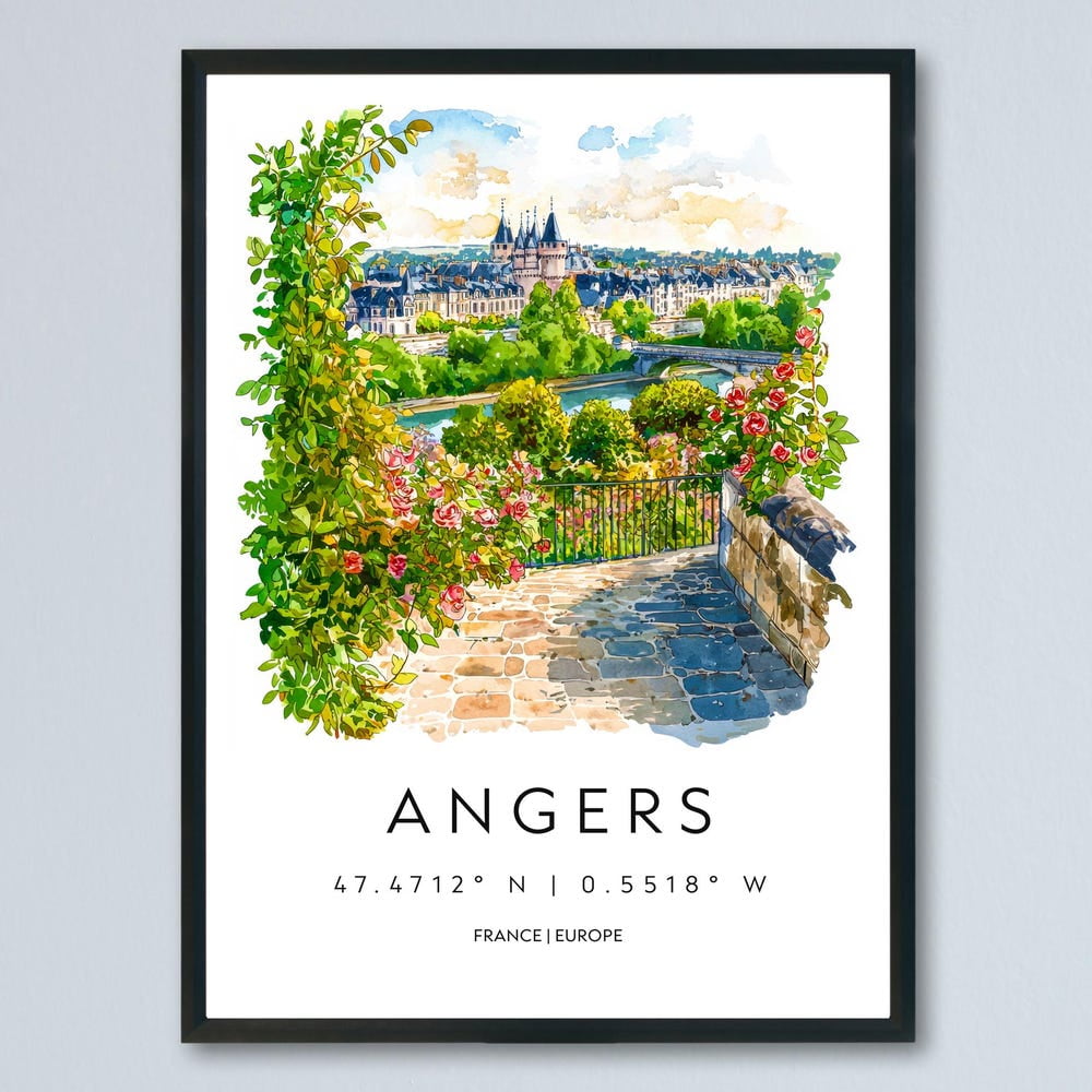 Kna Prints - 1 Pc Poster Angers Watercolor Poster Angers Travel France ...