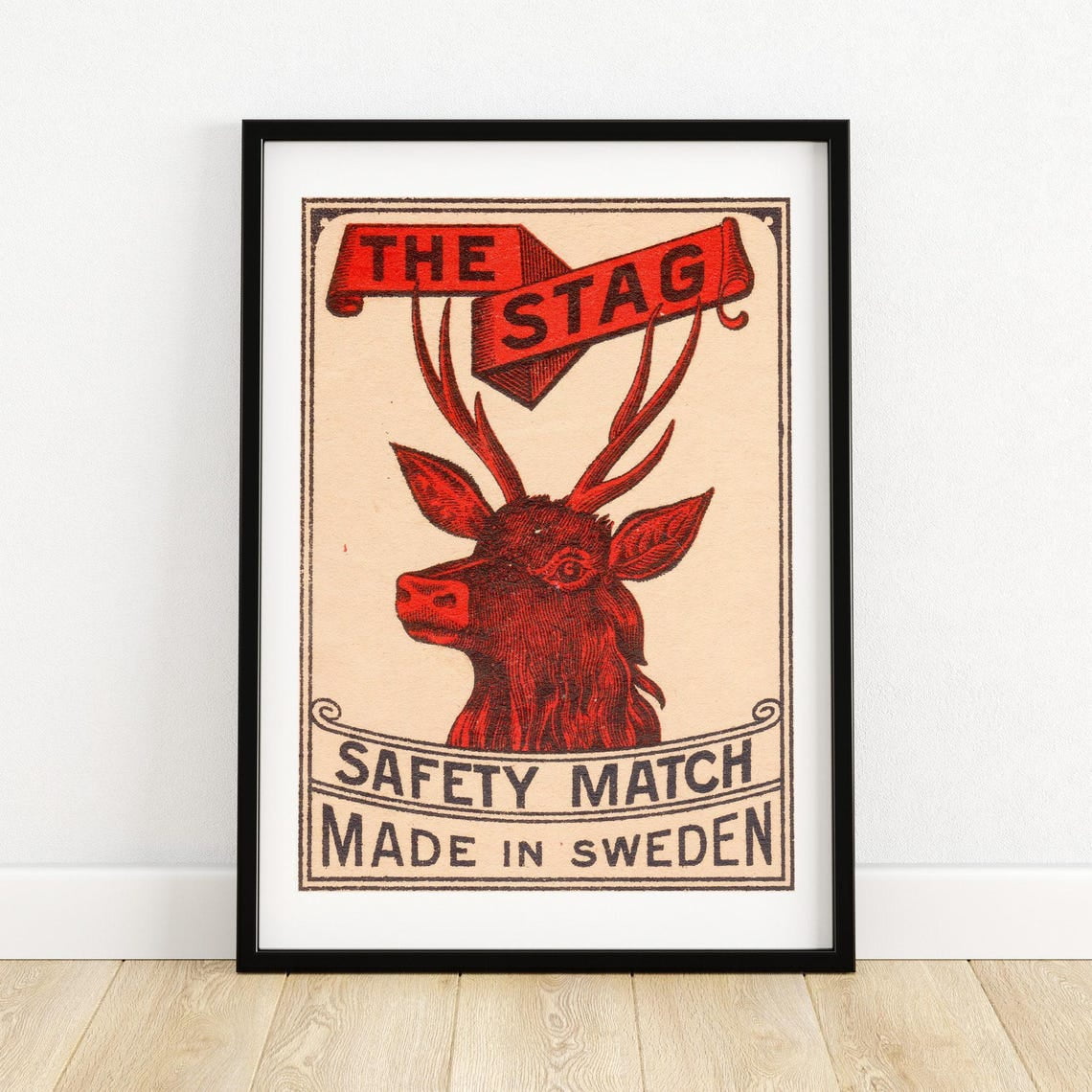 Kna Prints - 1 Pc Poster Antique Swedish Matchbox Art Print Stag ...