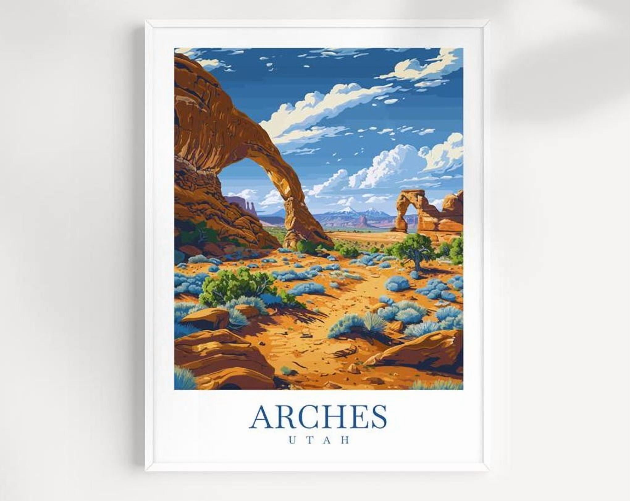 Kna Prints - 1 Pc Poster Arches Utah Travel Print Wall Art Illustrated ...
