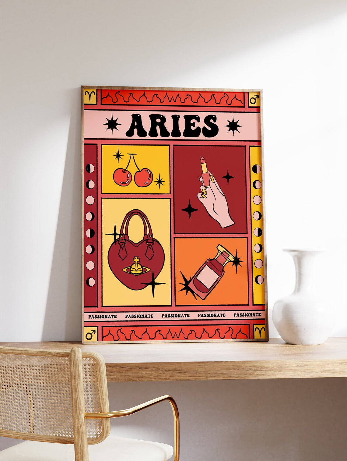 Kna Prints - 1 Pc Poster Aries Star Sign , Zodiac Tarot Card Print ...