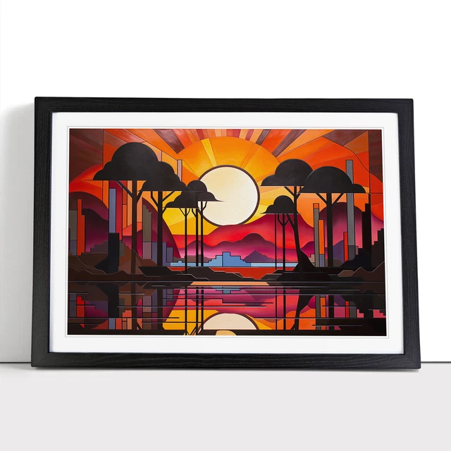 Kna Prints - 1 Pc Poster Art Deco Sunset Hard Edge Wall Art Poster ...
