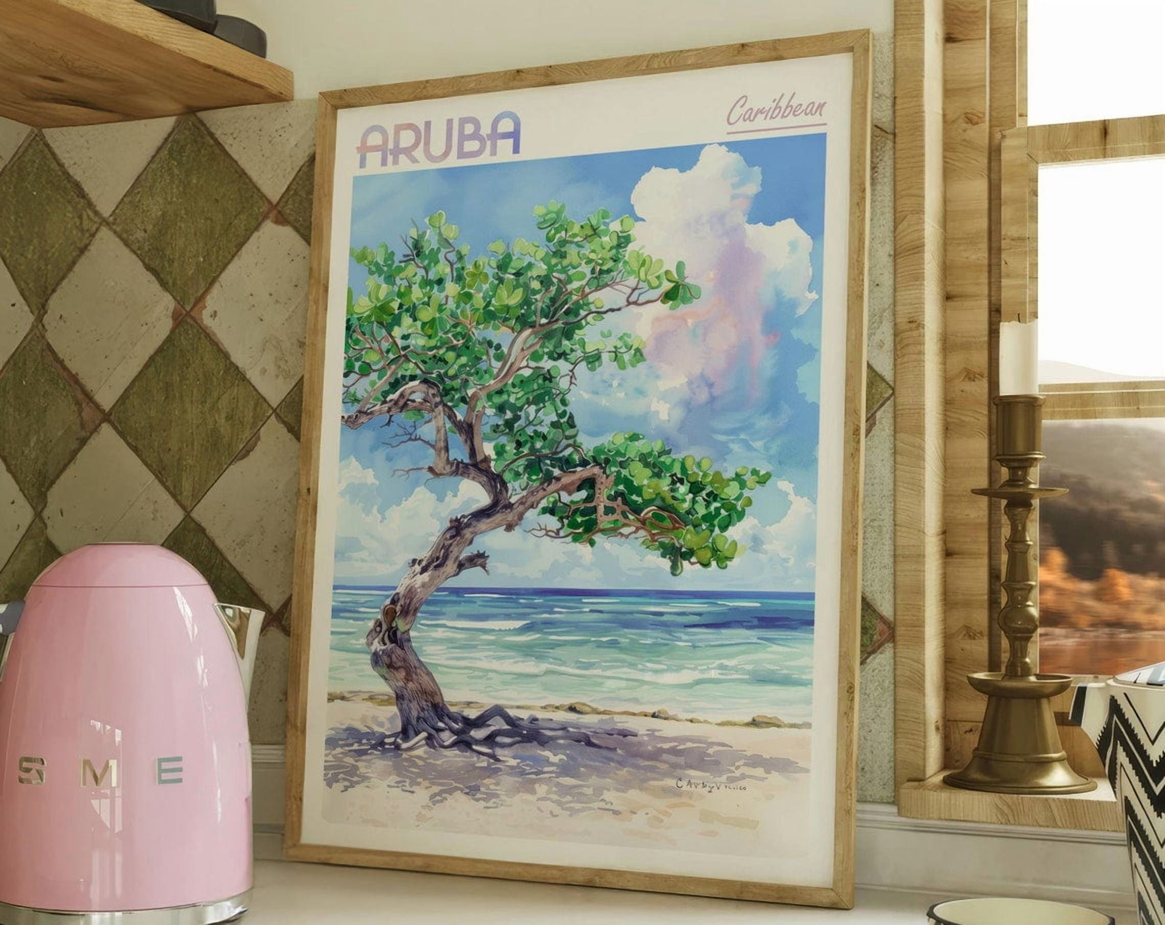 Kna Prints - 1 Pc Poster Aruba Island Watercolor Caribbean Wall Art ...