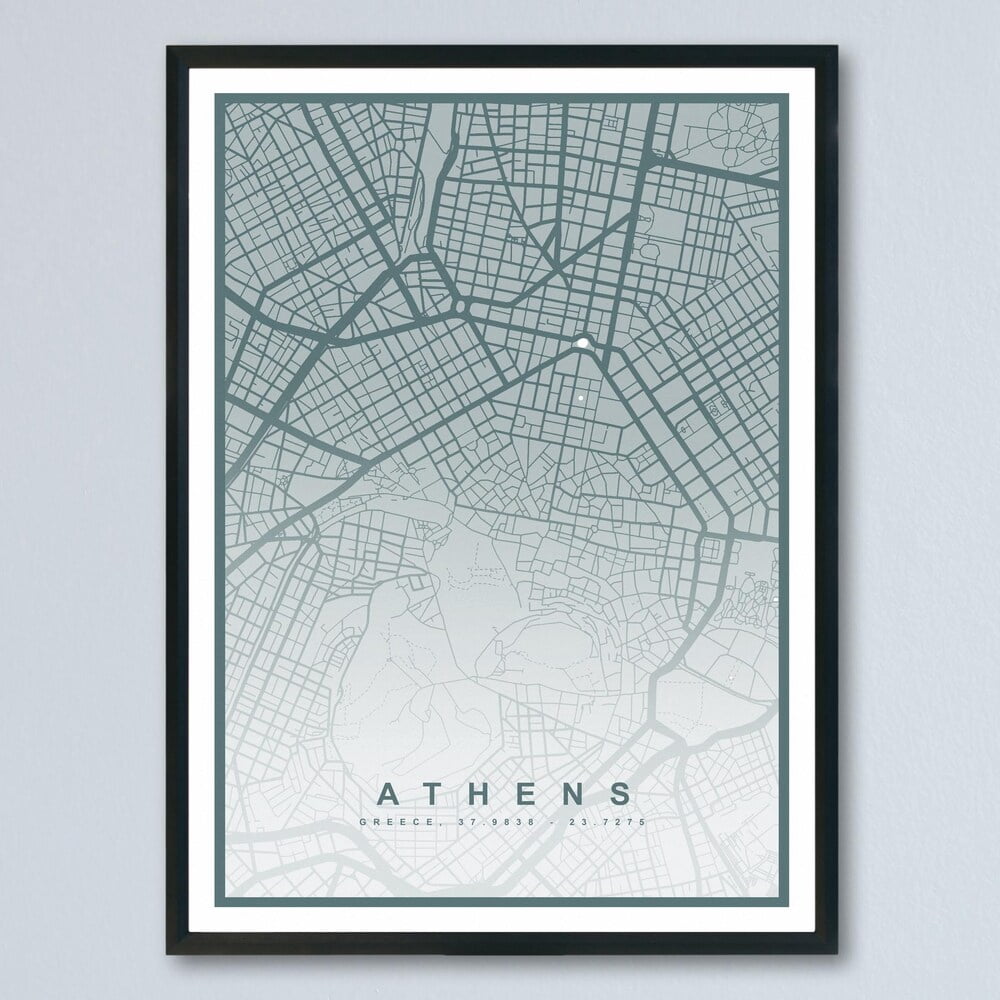 Kna Prints - 1 Pc Poster Athens Map (8 Colours Available) Athens City ...