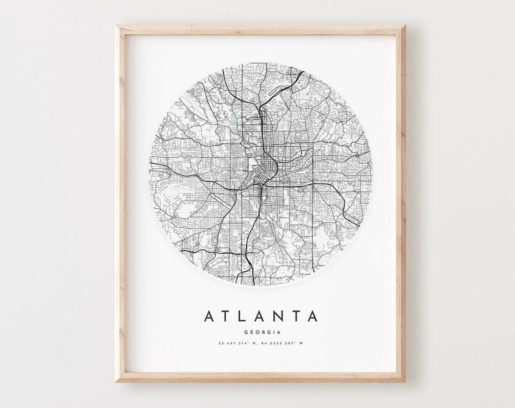 Kna Prints - 1 Pc Poster Atlanta Map Print, Atlanta Map City Wall Art ...