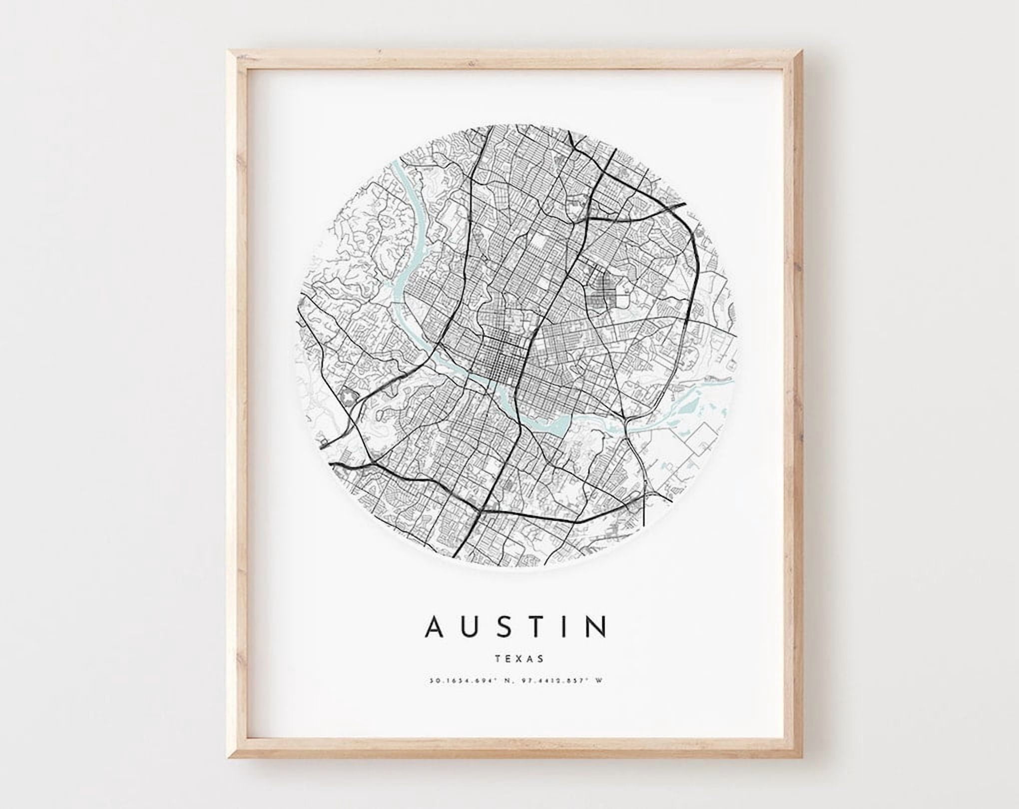 Kna Prints - 1 Pc Poster Austin Map Print, Austin Map City Wall Art, Tx ...