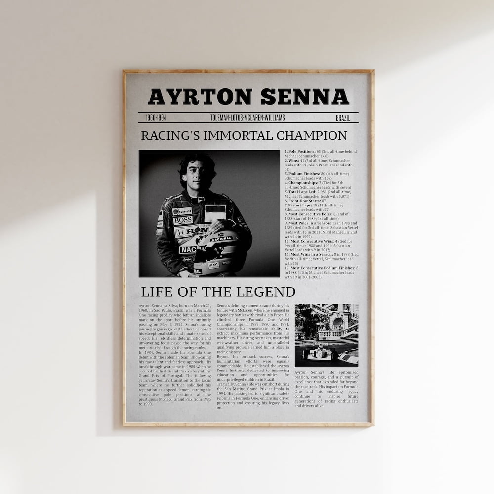 Kna Prints - 1 Pc Poster Ayrton Senna Newspaper | Formula 1 Poster ...