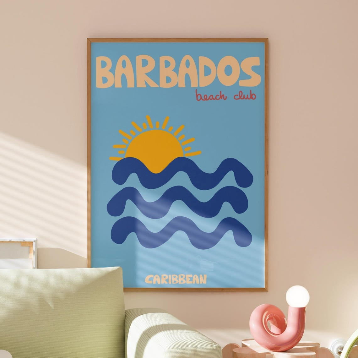 Kna Prints - 1 Pc Poster Barbados , Preppy Travel Wall Art, Minimal ...