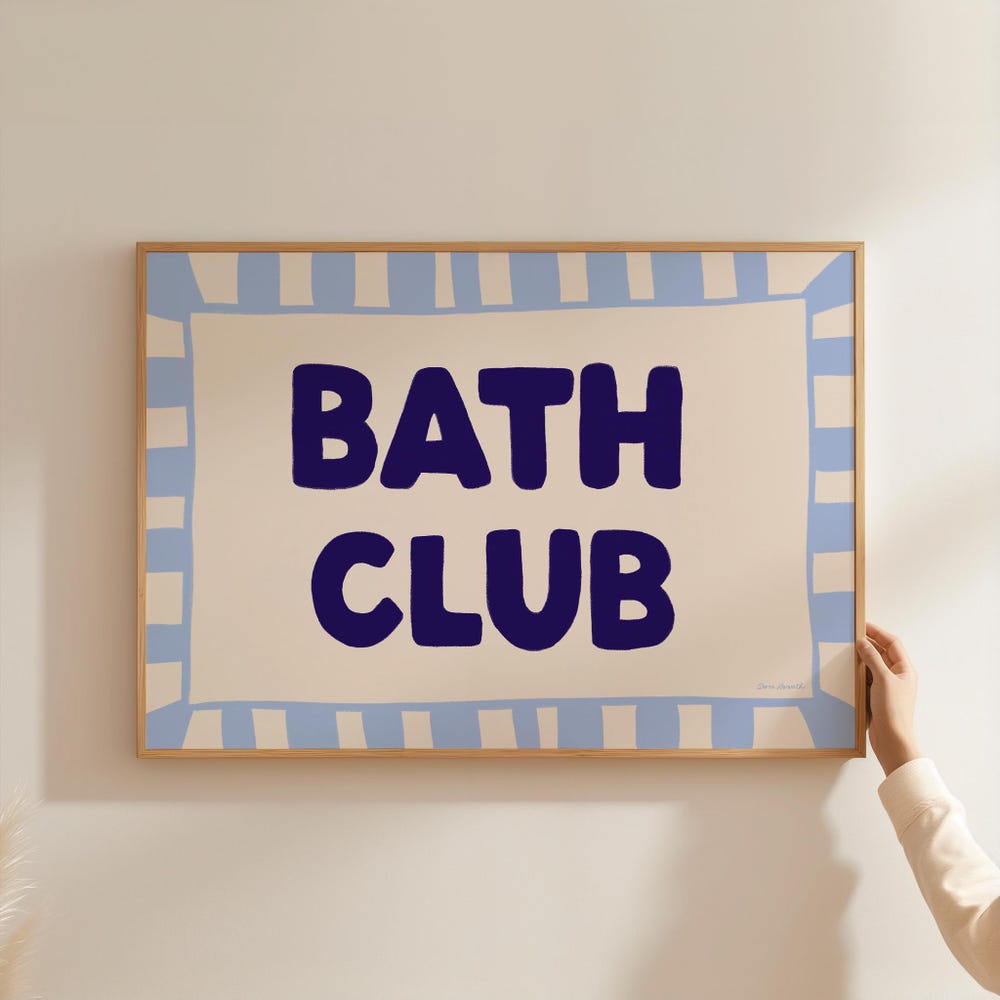 Kna Prints - 1 Pc Poster Bath Club Wall Art, Bathroom Print, Retro ...