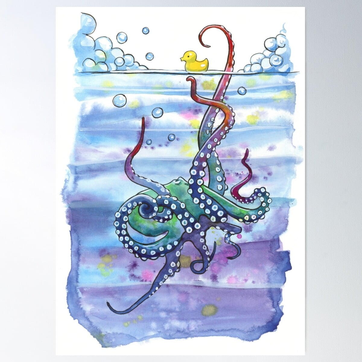 Kna Prints - 1 Pc Poster Bath Time Octopus, UNFRAMED-8x12 - Walmart.com