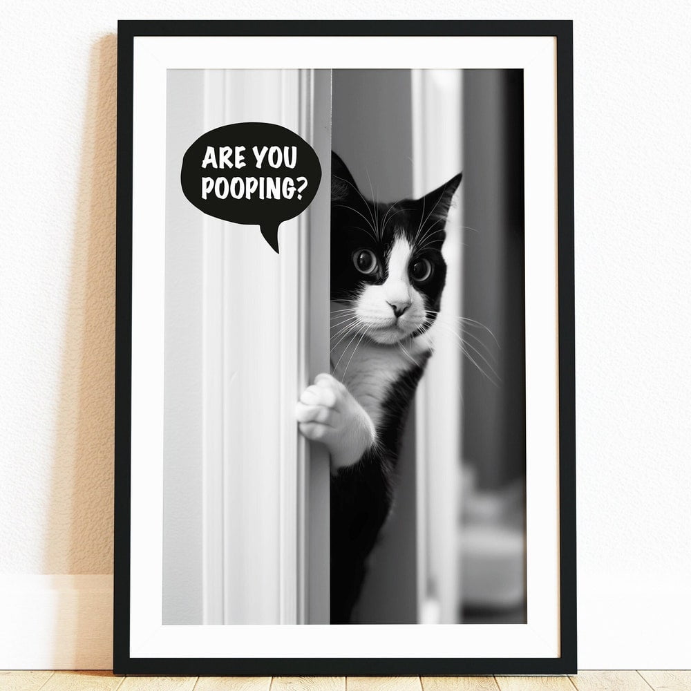 Kna Prints - 1 Pc Poster Bathroom Cat Poster, Are You Pooping Poster ...