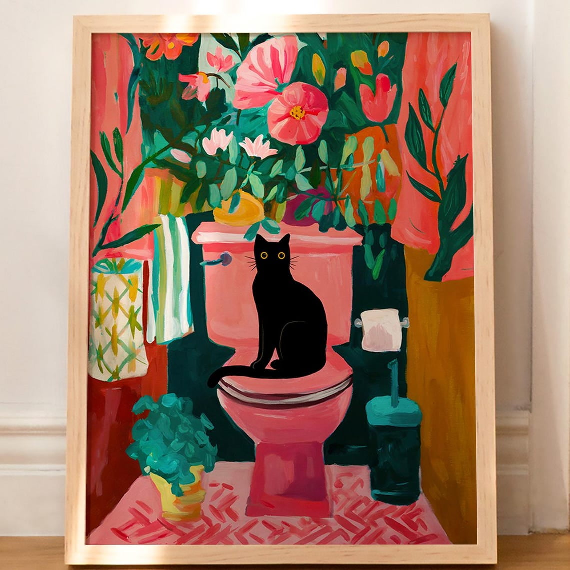 Kna Prints - 1 Pc Poster Bathroom Cat Print Fny Wall Decor Pooping ...