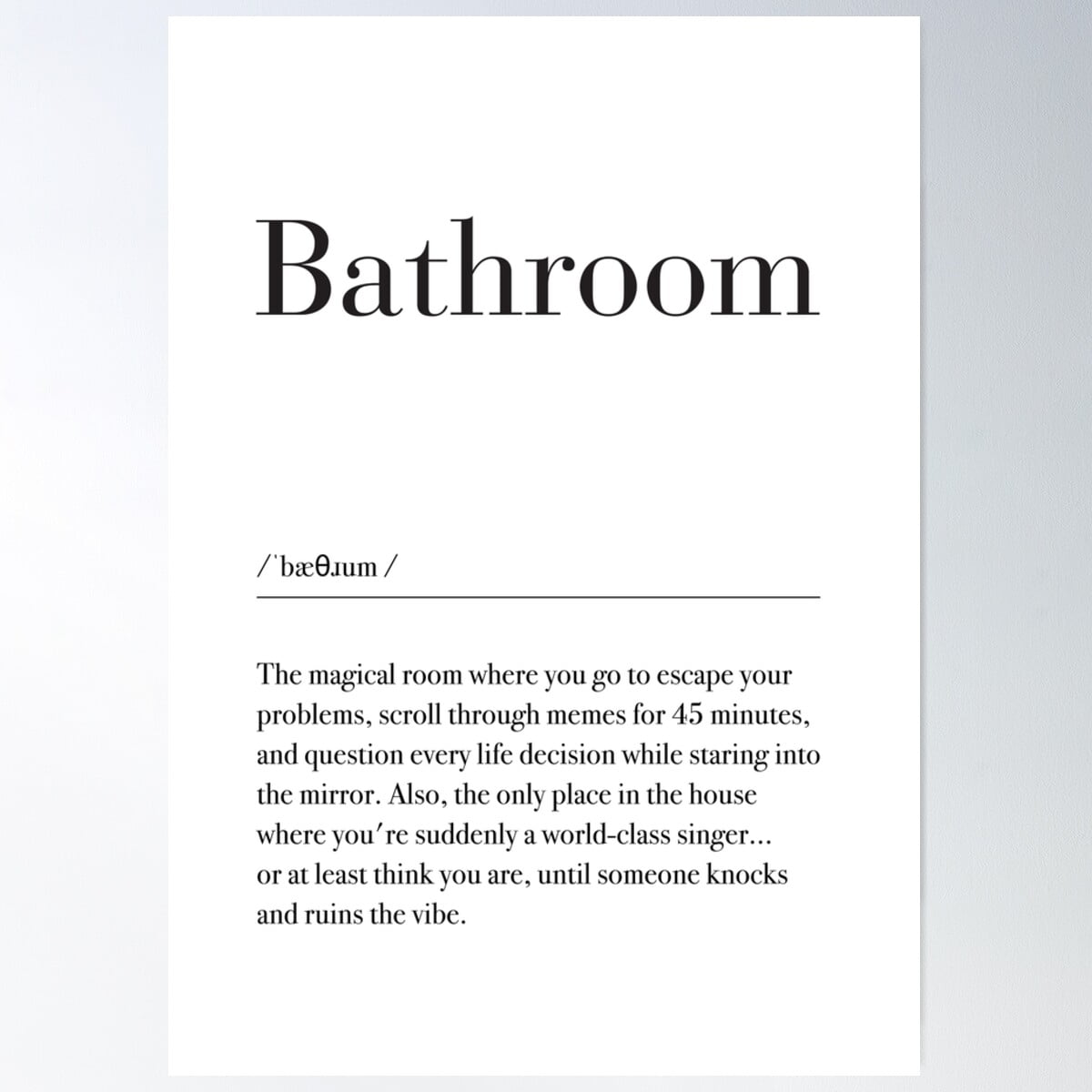Kna Prints - 1 Pc Poster Bathroom Definition Of The Word Bathroom ...