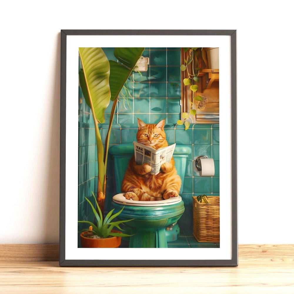 Kna Prints - 1 Pc Poster Bathroom Orange Tabby Cat Print, Funny Tabby ...