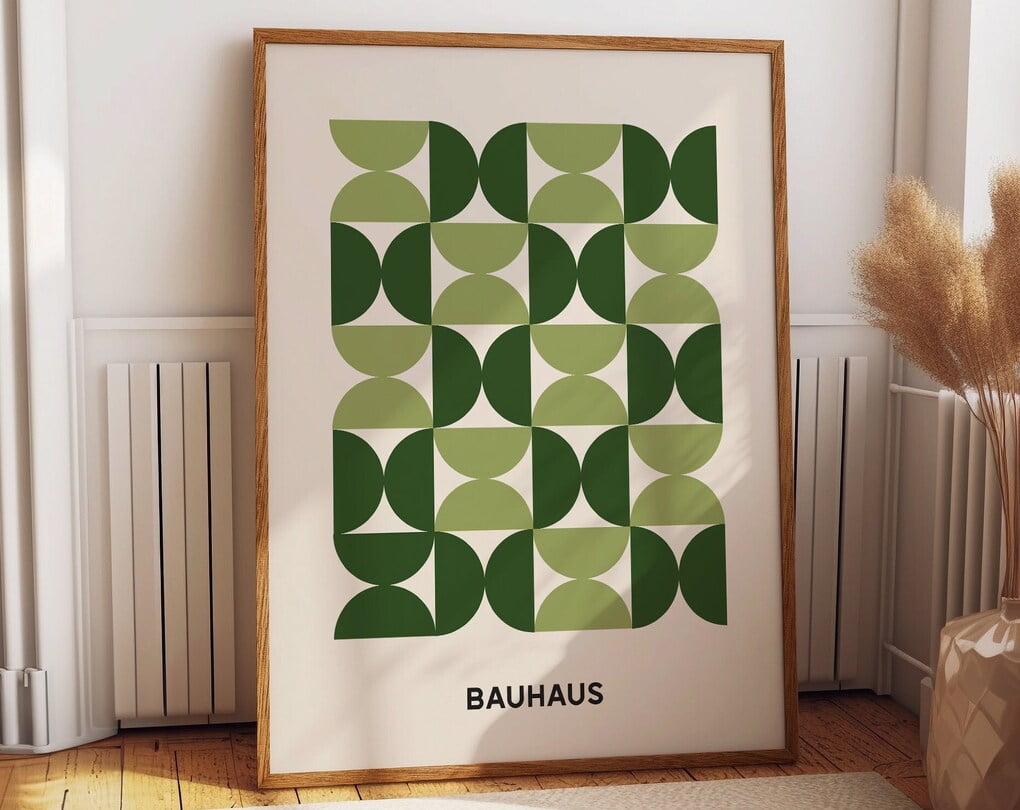 Kna Prints - 1 Pc Poster Bauhaus Green Geometric Wall Art Abstract Bold ...