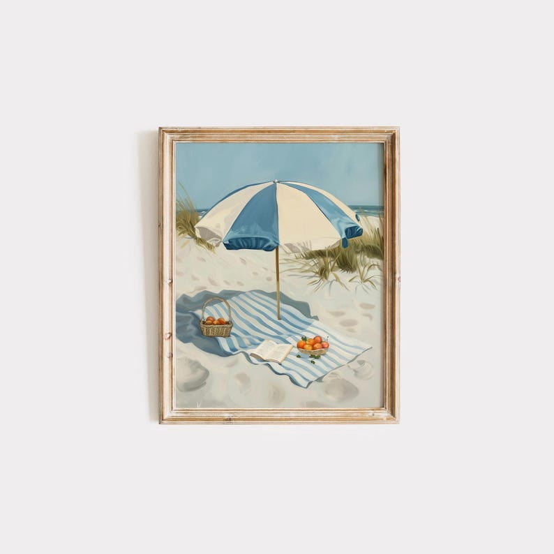 Kna Prints - 1 Pc Poster Beach Picnic Wall Artcoastal Umbrella Print ...