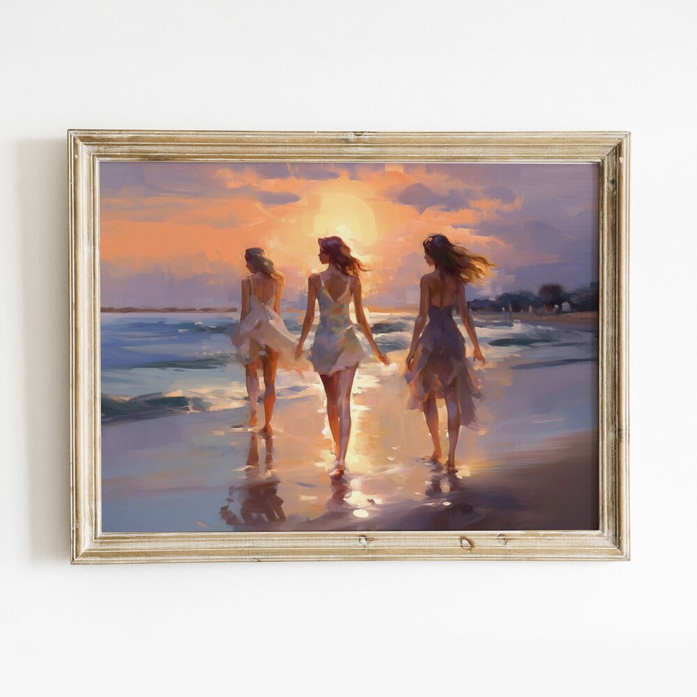 Kna Prints - 1 Pc Poster Beach Sunset Girly Printable Wall Art, Preppy ...