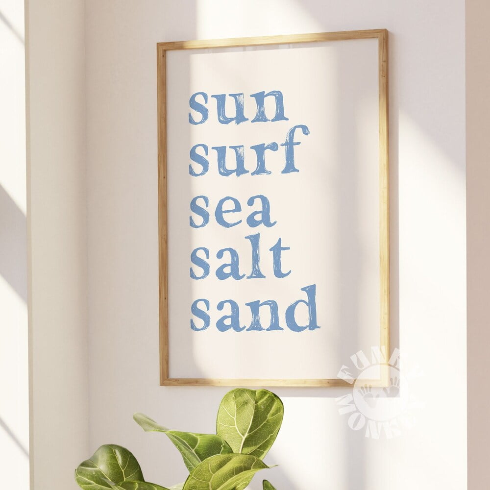 Kna Prints - 1 Pc Poster Beach Wall Art, Sun Surf Sea Salt Sand Coastal ...