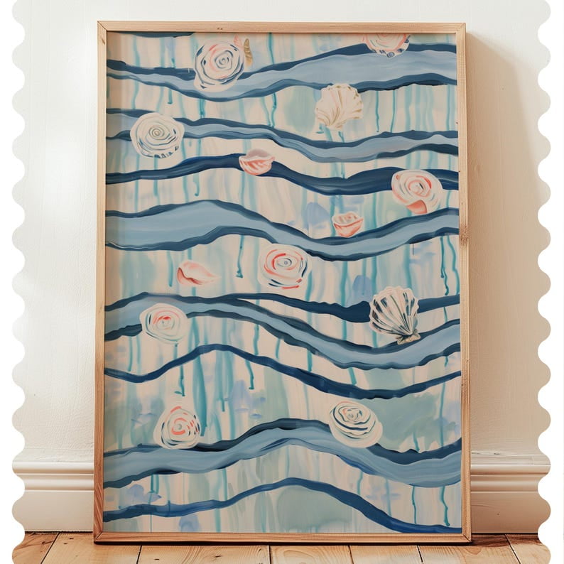 Kna Prints - 1 Pc Poster Beachy Pattern Printcoastal Abstract Art ...