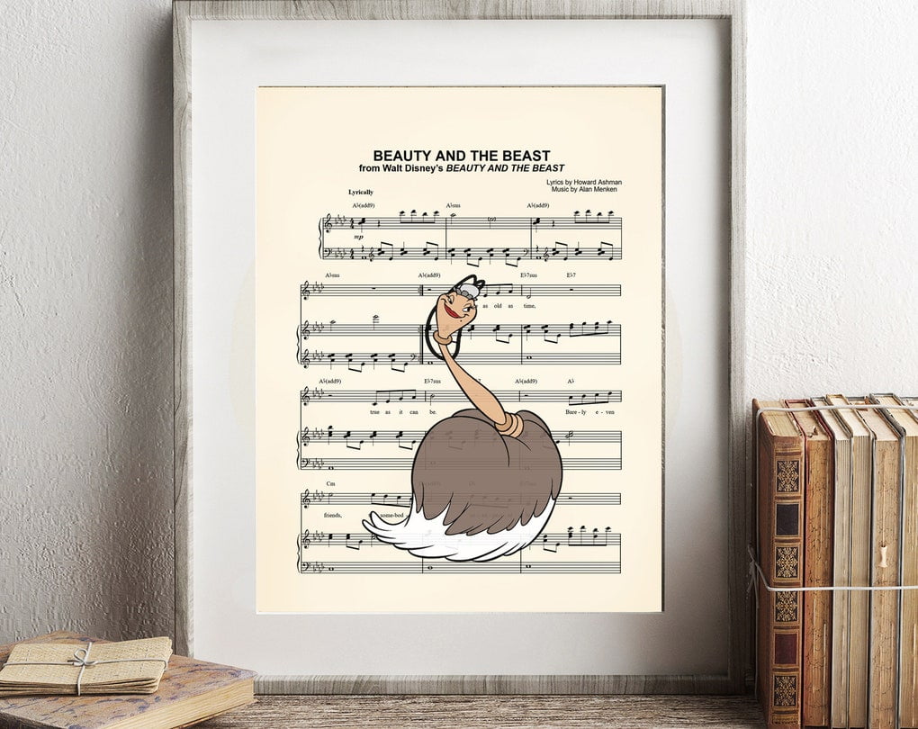 Kna Prints - 1 Pc Poster Beauty And The Beast Babette, Plumette, Fifi, Featherduster Sheet Music ...