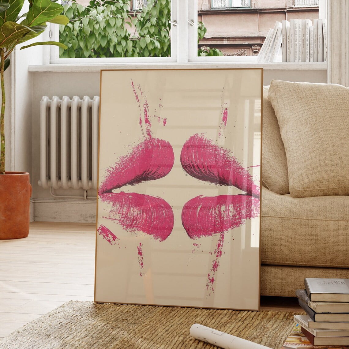 Kna Prints - 1 Pc Poster Bedroom Wall Art Modern Pop Art Pink Lips ...