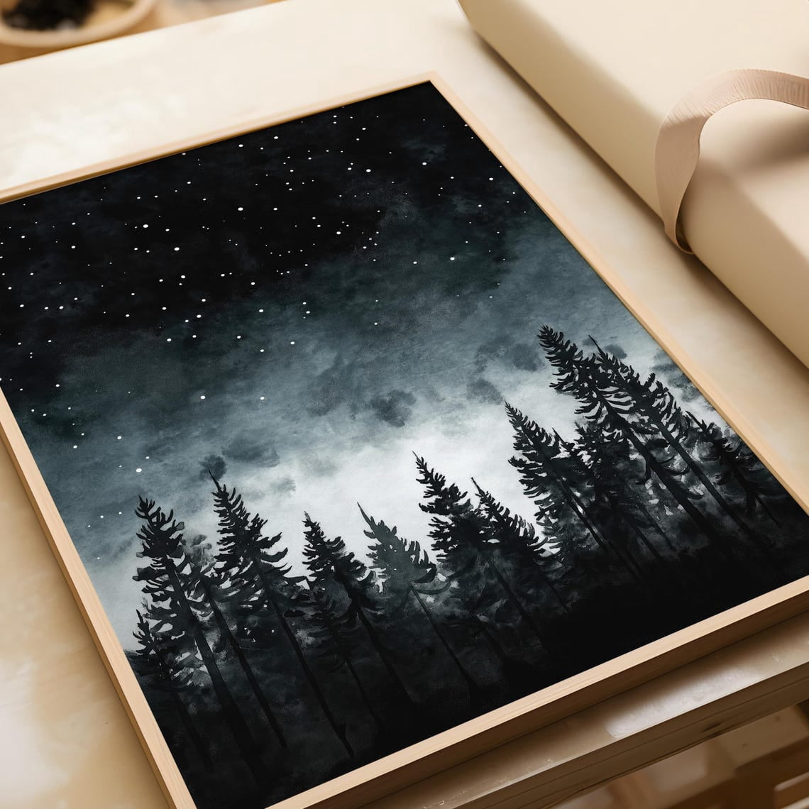 Kna Prints - 1 Pc Poster Bedroom Wall Decor Nordic Forest Dark Night ...