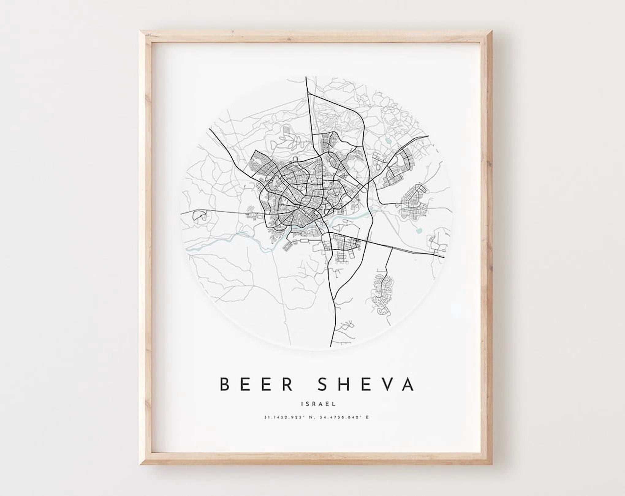 Kna Prints - 1 Pc Poster Beer Sheva Map Print, Beer Sheva Map City Wall ...