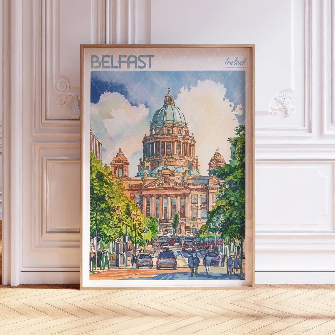 Kna Prints - 1 Pc Poster Belfast Watercolor World Cities Wall Art ...