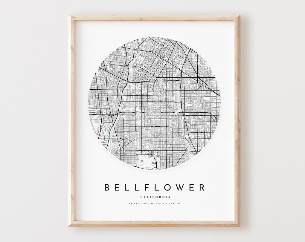 Kna Prints - 1 Pc Poster Bellflower Map Print, Bellflower Map City Wall ...